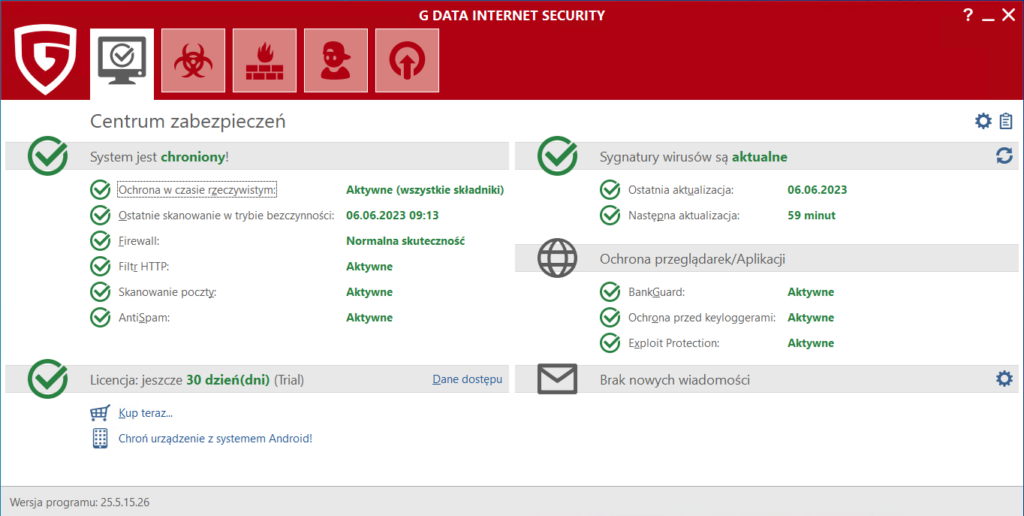 G Data, jak tymczasowo wyłączyć całą ochronę | Bitdefender